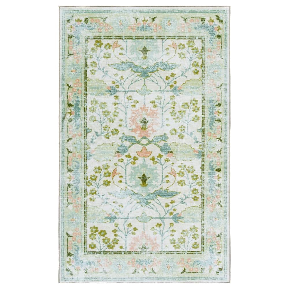 SAFAVIEH Martha Stewart Washable Beige/Green 3 ft. x 5 ft. Machine ...