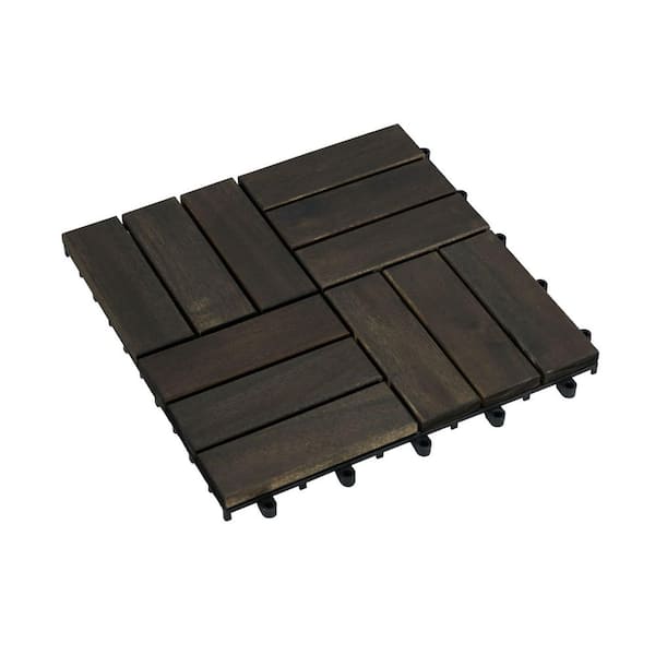 Roll Deck 4 ft. x 32 in. Non-Slip Thermo-Treated Wood Deck Tile in ...