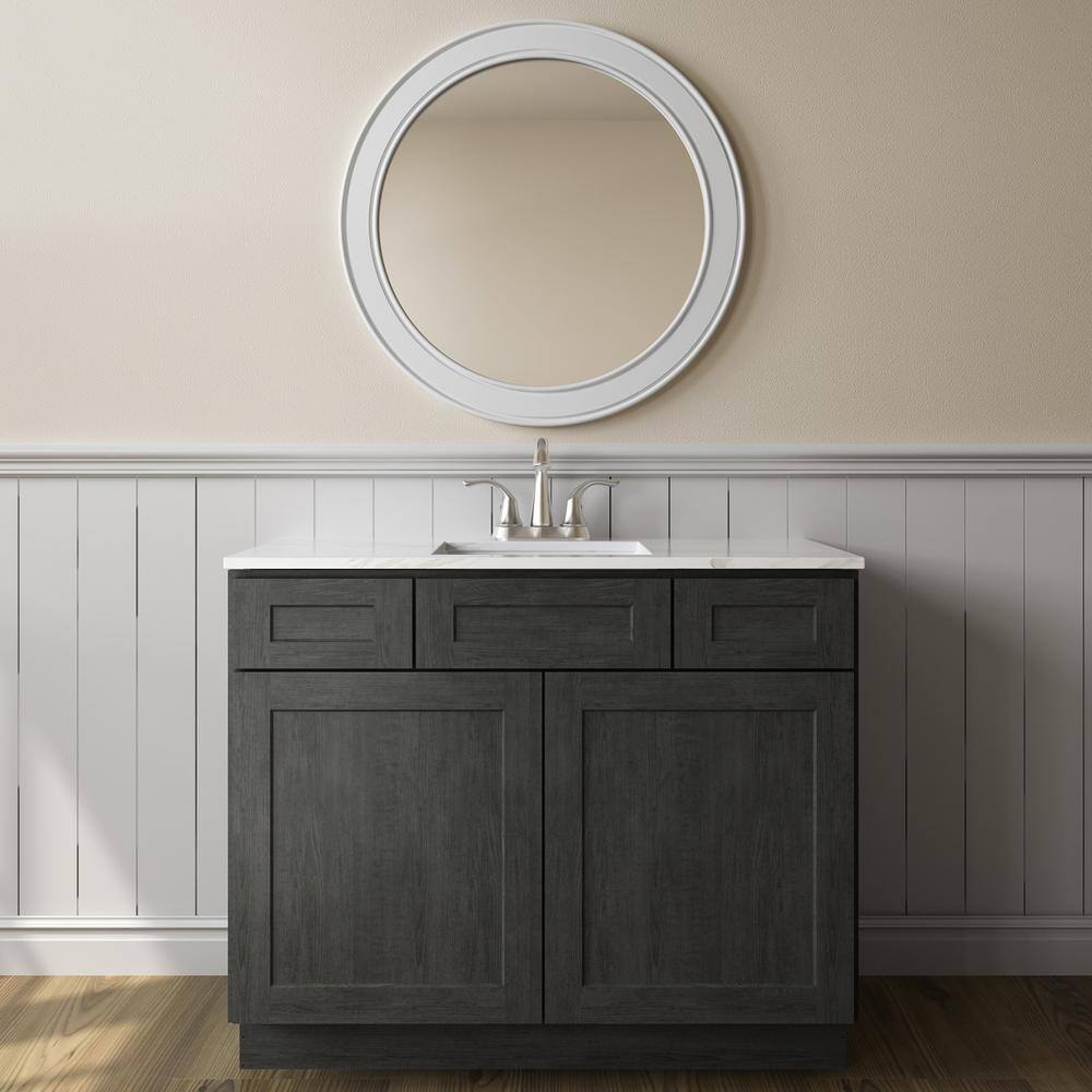 HOMEIBRO 42 in W X 21 in D X 34.5 in H in Shaker Charcoal Plywood Ready to Assemble Floor Vanity ...