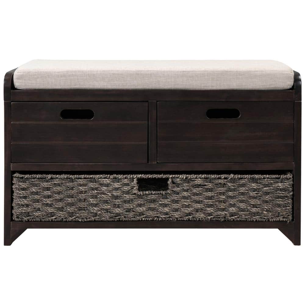 Wateday Espresso Storage Bench with Removable Basket and 2-Drawers 20 ...