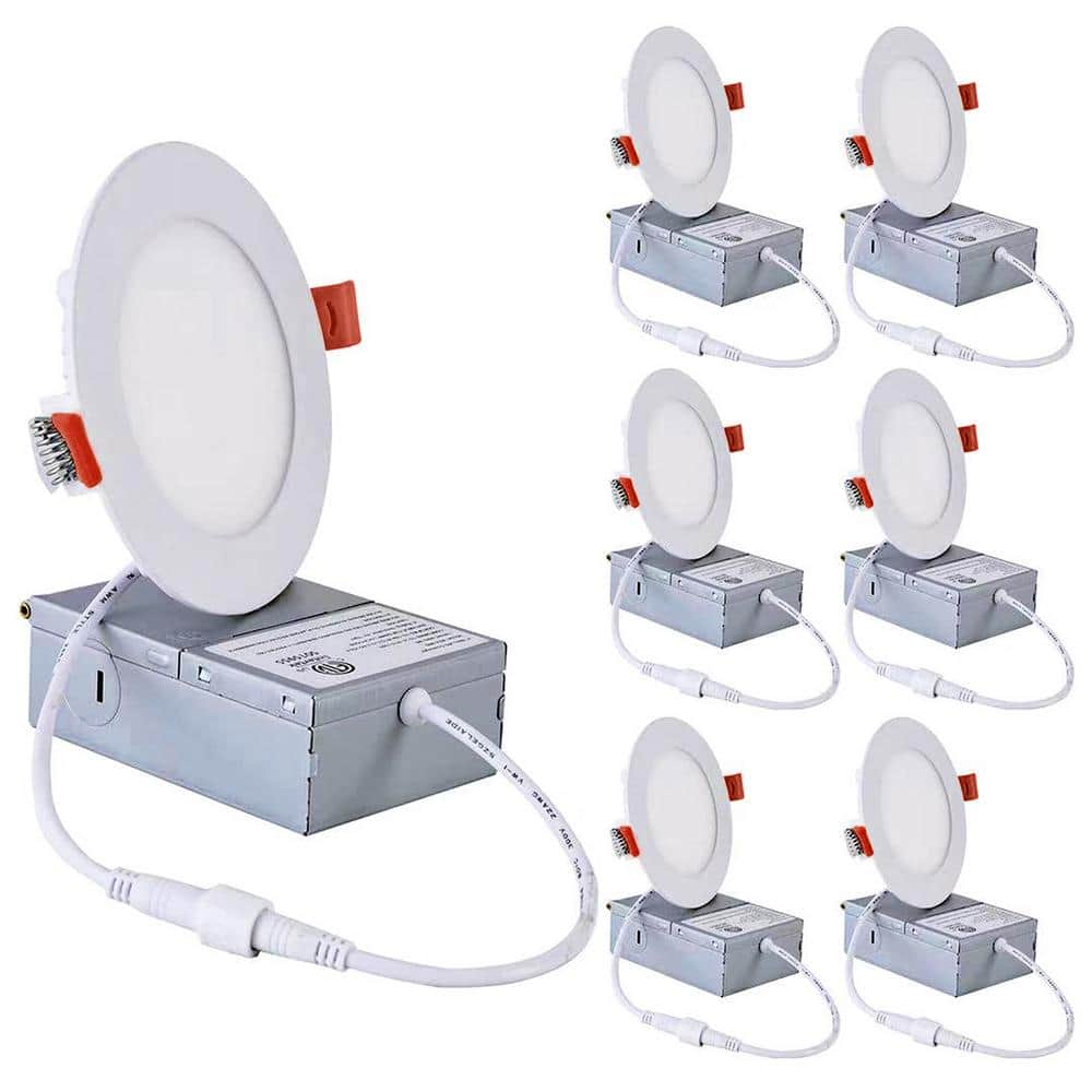 Maxax 4 in. Canless Ultra-Thin 9-Watt CCT 3000K Remodel Integrated LED ...