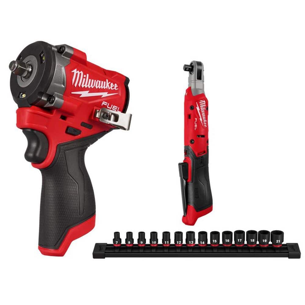 Milwaukee M12 FUEL 12V Lithium-Ion Brushless Cordless Stubby 3/8 in ...
