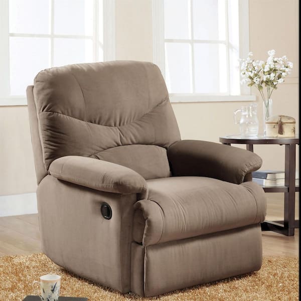 Boyel Living Light Brown Microfiber Motion Recliner Chair with Easy ...