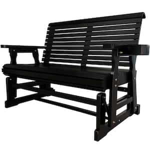 Karl home 2-Person Black Wood Outdoor Glider K1G56001232 - The Home Depot