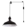 YANSUN 1-Light Plug-In Industrial Bowl Shaded Pendant Light Hanging ...