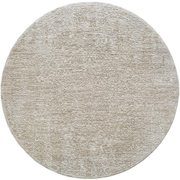 Livabliss Masterpiece Gray Traditional 5 ft. Round ft. Indoor Area Rug ...