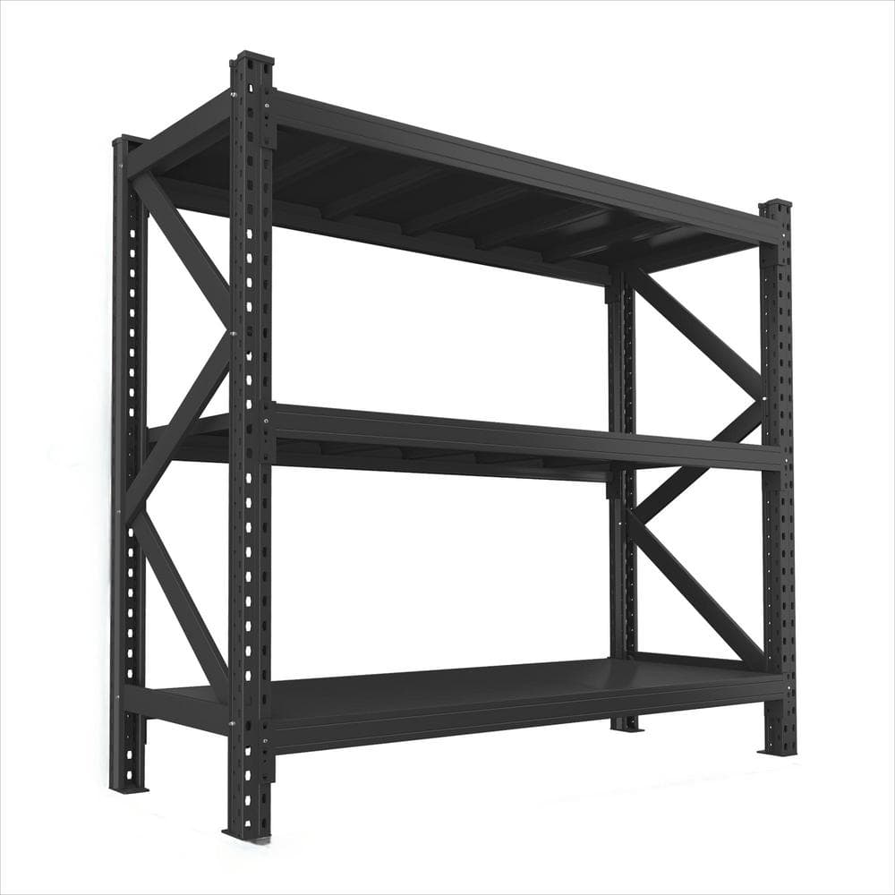 Tileon 3-Tier Industrial Shelving Rack 63 in. High Heavy Duty Steel ...