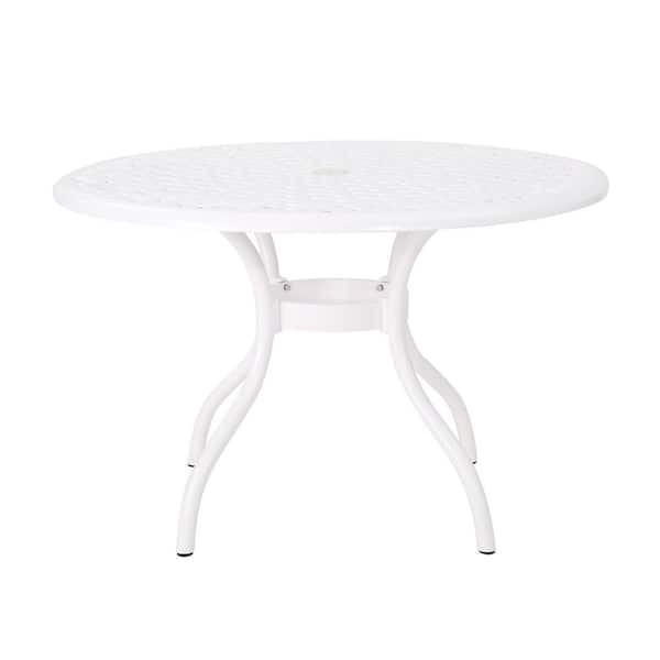 Patio White Aluminium Outdoor Dining Table BFDATENUM269 - The Home Depot
