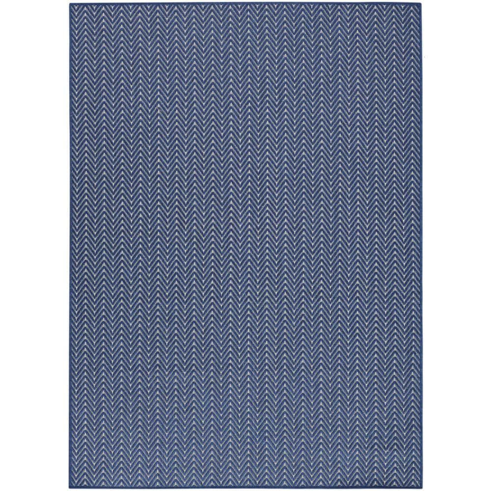 Nourison Horizon Navy 4 ft. x 6 ft. Indoor/Outdoor Geometric ...