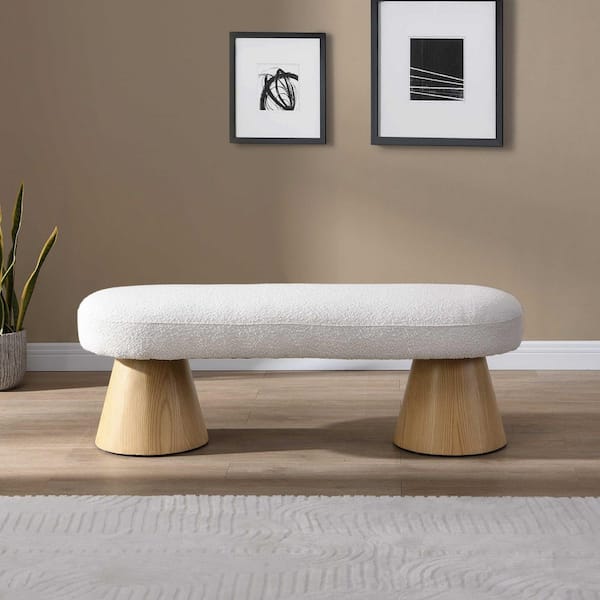 Polibi 49 in. Beige Dining Bench with Wood Leg SLW19-753875W - The Home ...