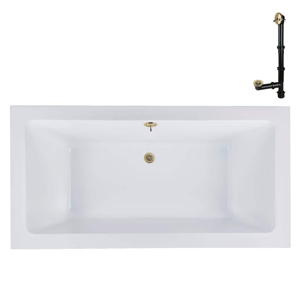 Streamline 72 in. x 36 in. Rectangular Acrylic Soaking Drop-In Bathtub ...