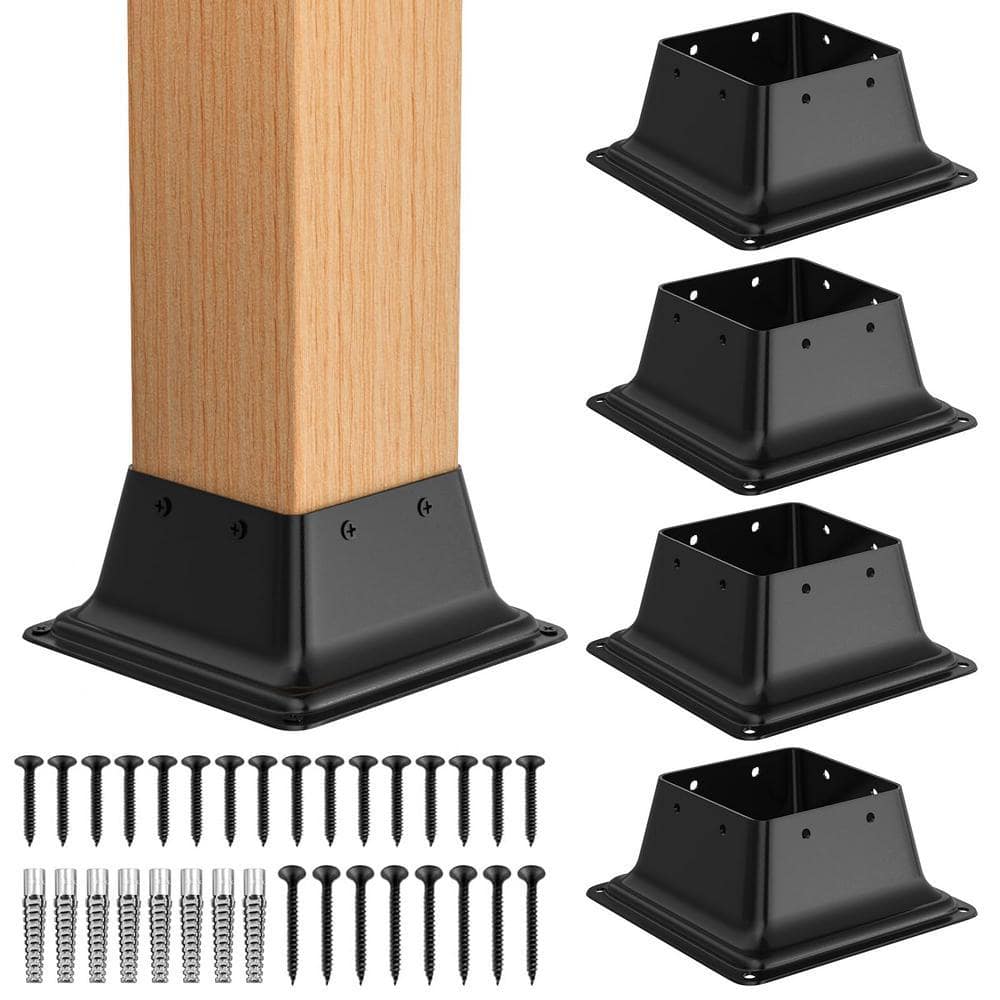 Angel Sar 3-pieces Heavy Duty Wood Decking Post Base, Wood Connector ...