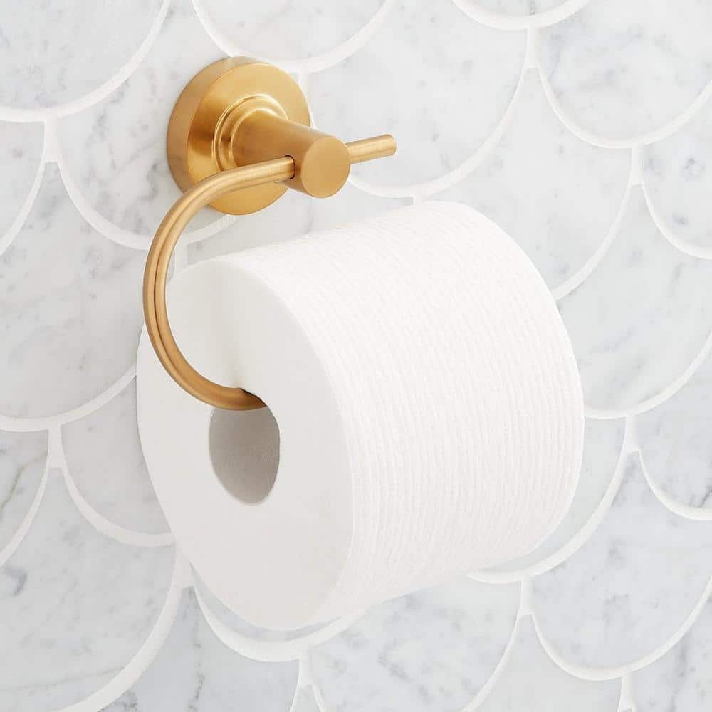 SIGNATURE HARDWARE Lexia Wall Mounted Toilet Paper Holder in Brushed ...