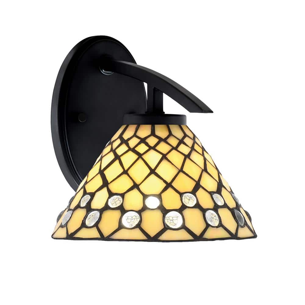 Siena 1-Light Matte Black Downlight Wall Sconce with Starlight Art ...