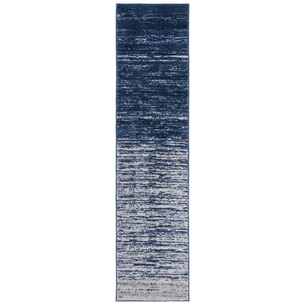 SAFAVIEH Adirondack Navy/Gray 3 ft. x 22 ft. Solid Color Striped Runner ...