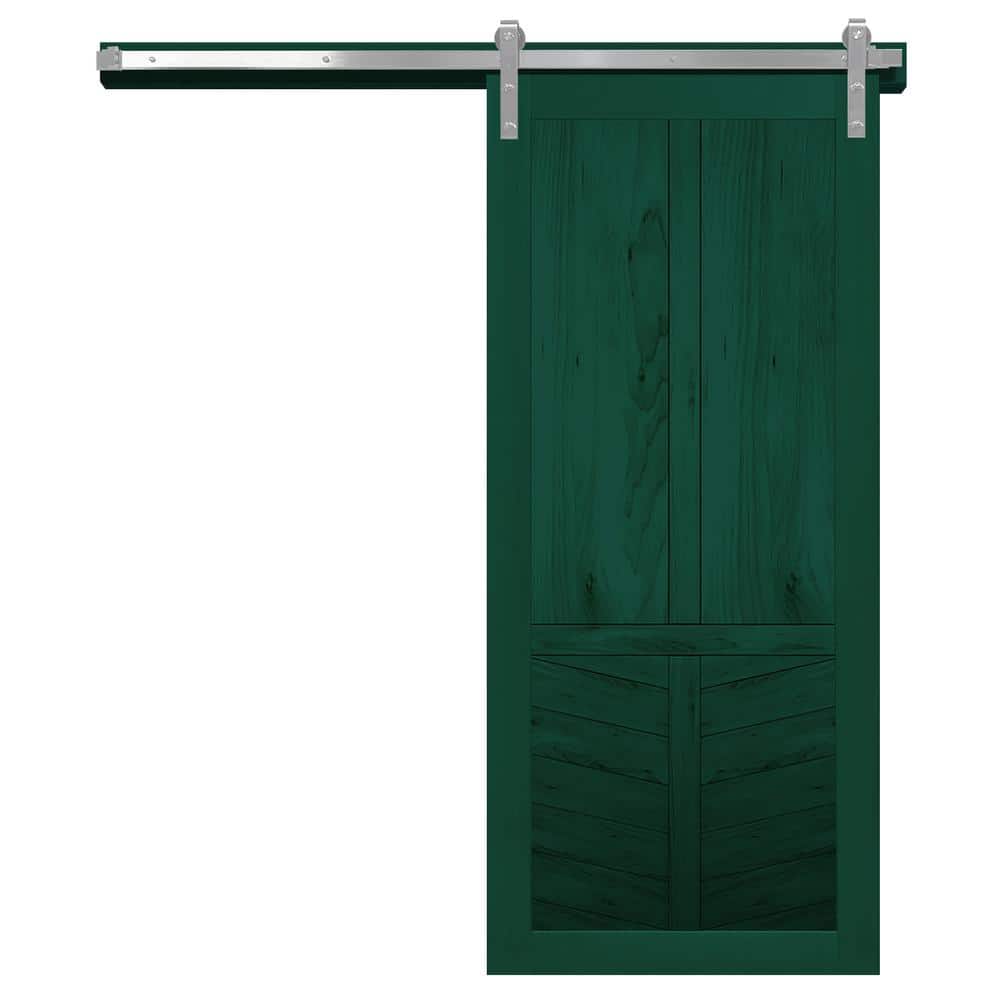 VeryCustom 30 in. x 84 in. the Robinhood Emerald Wood Sliding Barn Door ...