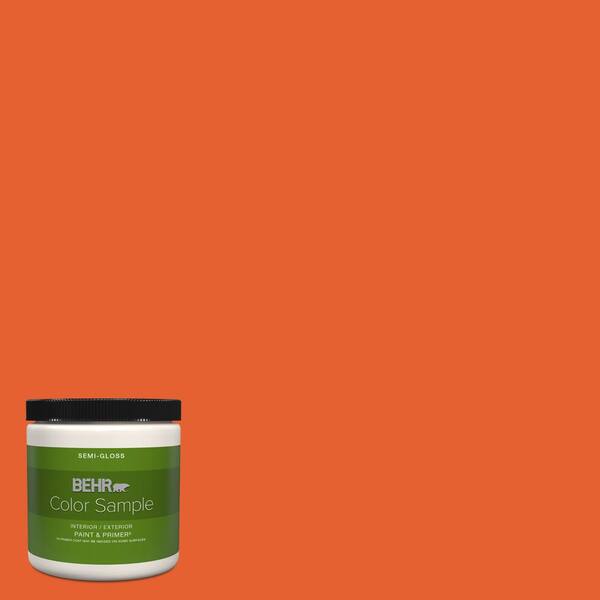 BEHR PREMIUM PLUS 8 oz. #S-G-230 Startling Orange Semi-Gloss Interior ...