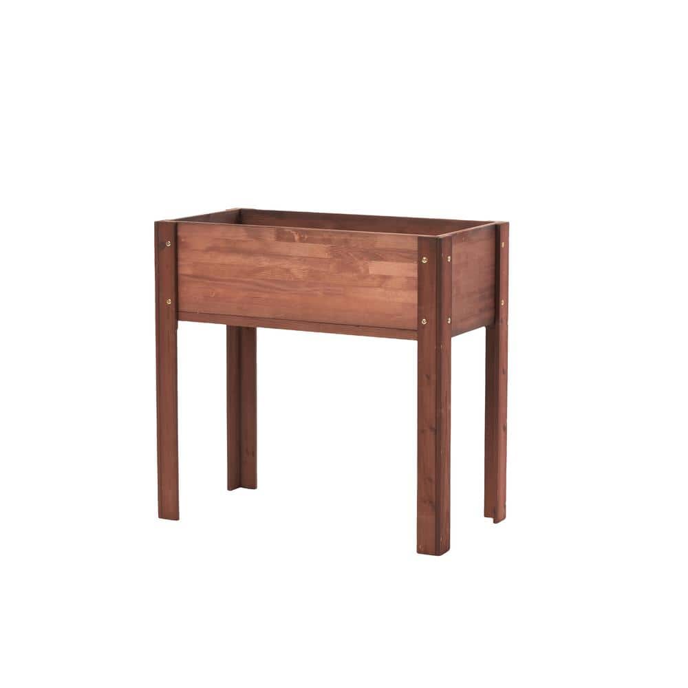 Zeus & Ruta 31 in. Coffee Solid Wood Raised Garden Bed with Legs ...