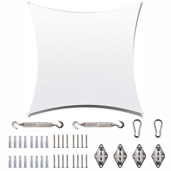COLOURTREE 12 ft. x 12 ft. White Square Sun Shade Sail Canopy with ...