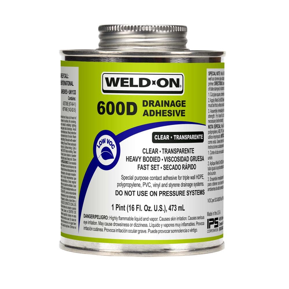 Weld-On 16 oz. Clear Adhesive 600D Drainage Adhesive 16203 - The Home Depot
