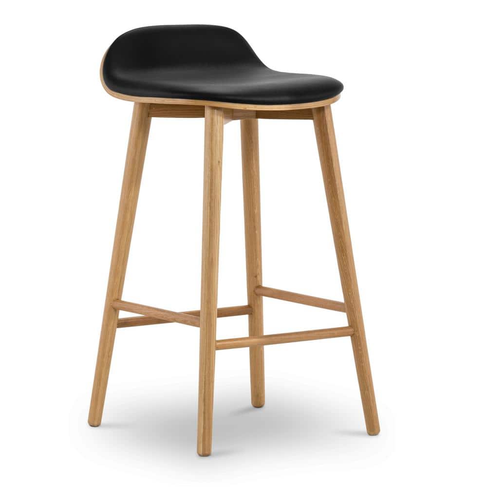 Poly and Bark Notello Leather Counter Stool in Black/Oak DI-705-BKOK ...