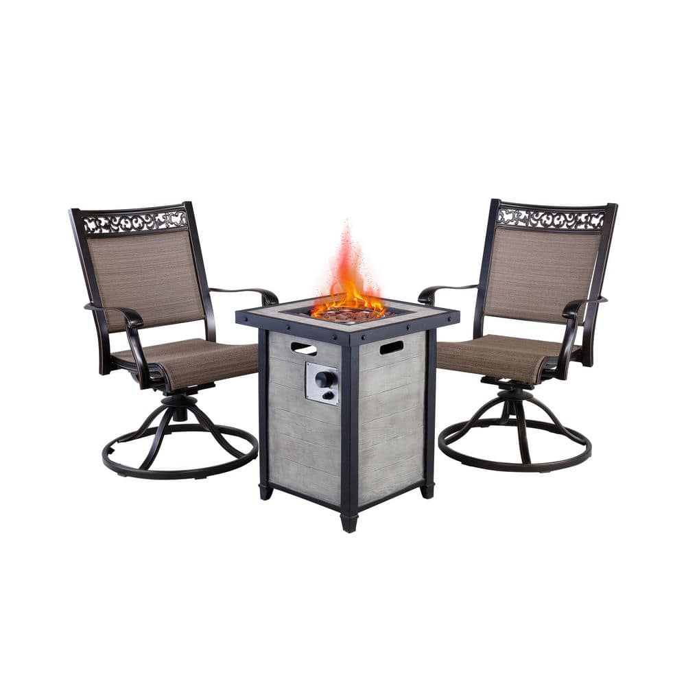 Mondawe Salsa Dark Gold 3-Piece Cast Aluminum Patio Fire Pit in White ...