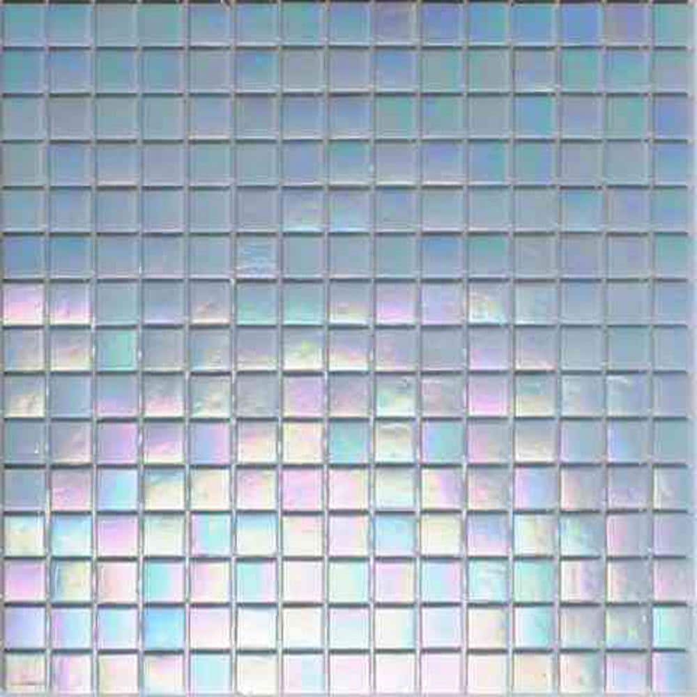 Apollo Tile Nacreous 12 in. x 12 in. Glossy Stone Blue Glass Mosaic ...