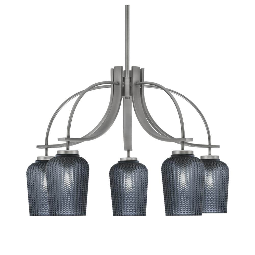 Olympia 17.75 in. 5-Light Graphite Downlight Chandelier 5 in. Smoke ...
