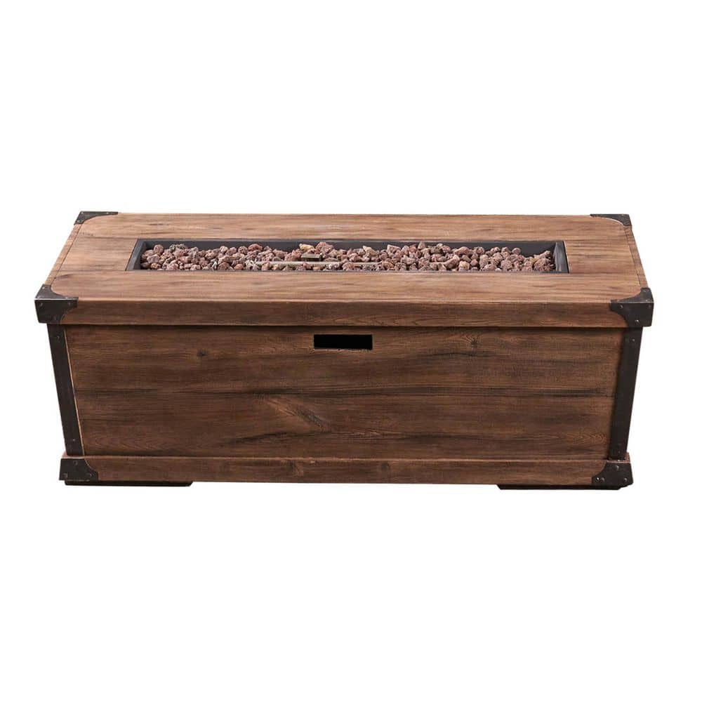 tatayosi Outdoor Patio Concrete Fire Table – 56 in. Rectangle Gas Fire ...
