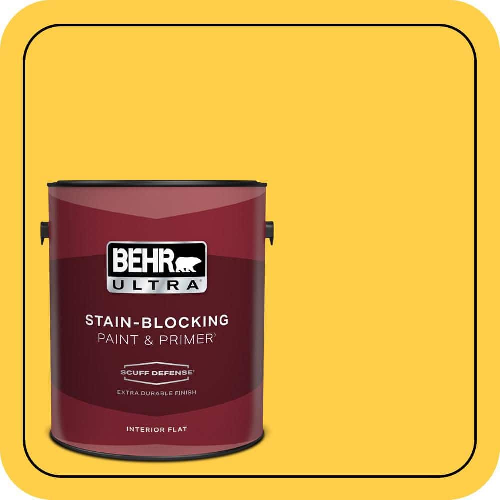 BEHR ULTRA 1 gal. #360B-6 Flame Yellow Extra Durable Flat Interior ...