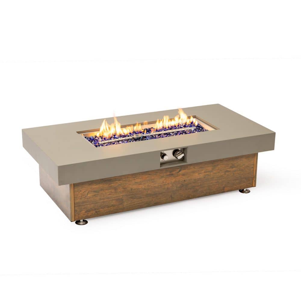 48 in. Rectangle Metal Outdoor Propane Fire Pit Table For Outside ...