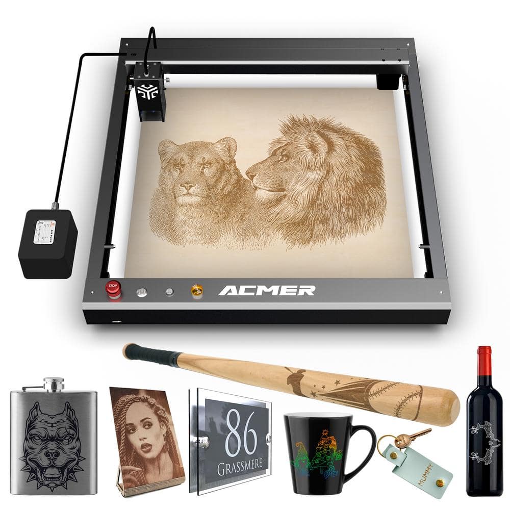 JAZAVA 10-Watt Laser Cutter Engraver CNC Machine 16.5 in. x 15.7 in ...