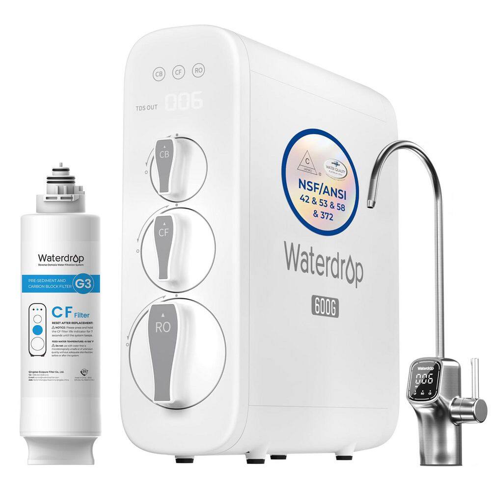 Waterdrop G3P600 8-Stage NSF Certified Reverse Osmosis Water Filtration ...