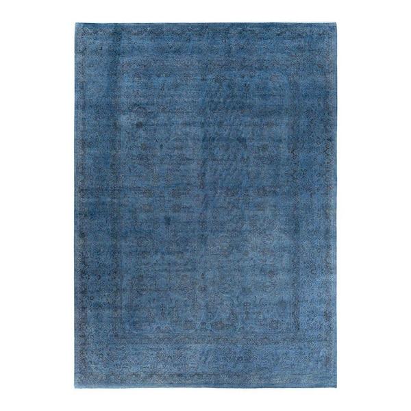 Chloe & Olivia Home Overdyed Blue 9 ft. x 12 ft. Solid Wool Indoor Area ...