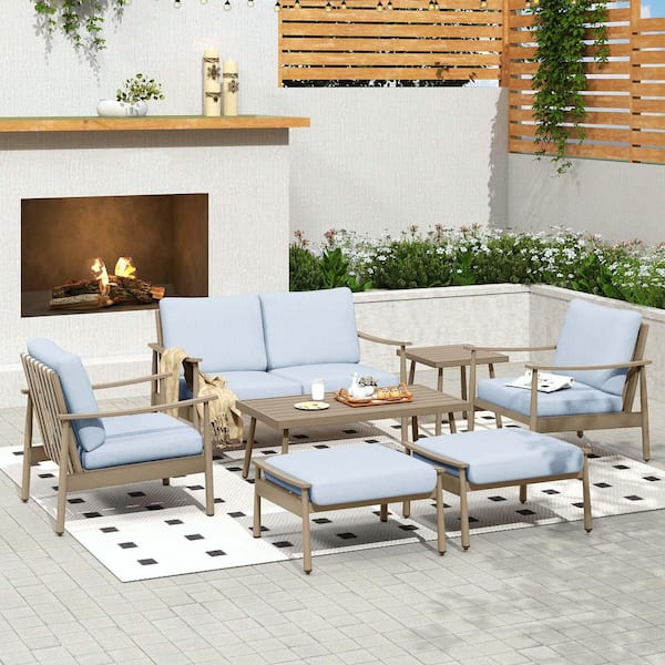 ChillPavilion Sunset Retreat 7-Piece Blue Aluminum Conversation Set ...