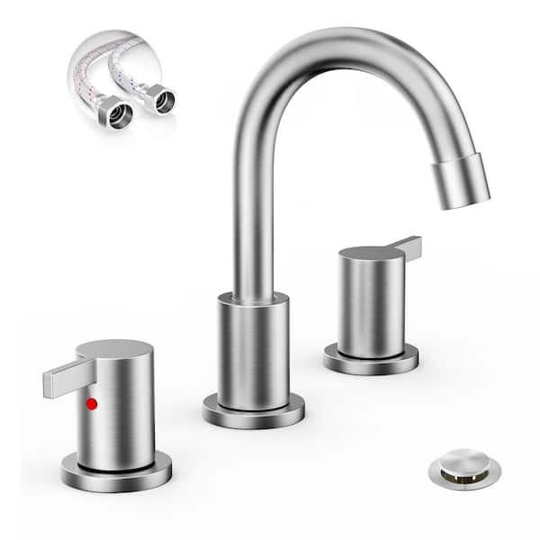 Kadilac 2-Handle 3-Hole 8 in. Widespread Bathroom Faucet with Metal Pop ...