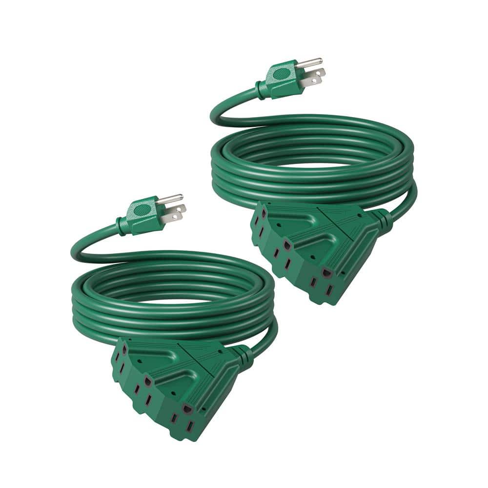 DEWENWILS 10 ft. 16/3 SJTW Indoor/Outdoor Tri-Tap Extension Cord for ...