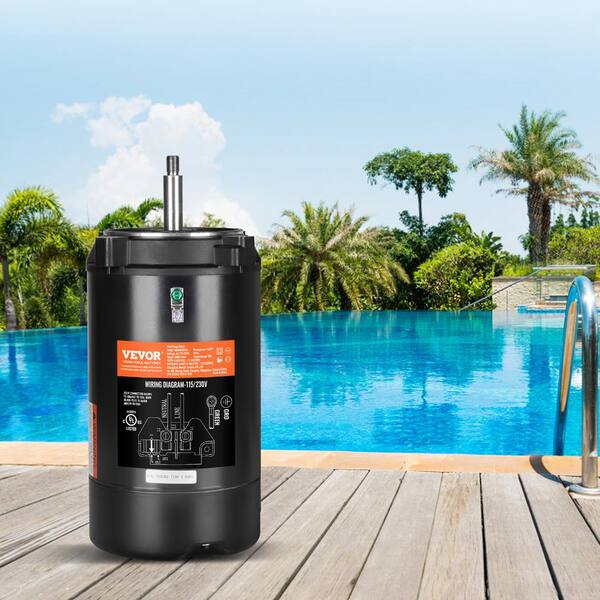 VEVOR 1 HP Replacement Pool Pump Motor 56J Frame 115 230 Volt 3450 RPM 1.4 SF 90 F 250V Capacitor CCW Rotation Round Flange YCBDJ1HP56J2MBX4WV9 The Home Depot