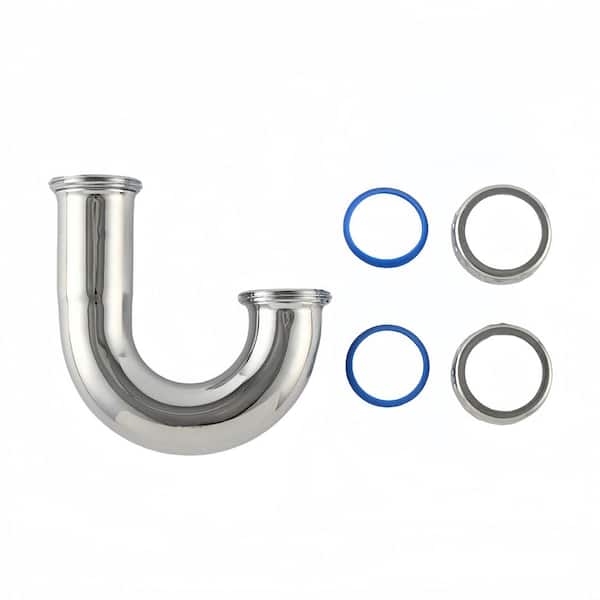 Everbilt 1-1/4in. 22-Gauge Chrome-Plated Brass Sink Drain J-Bend P ...
