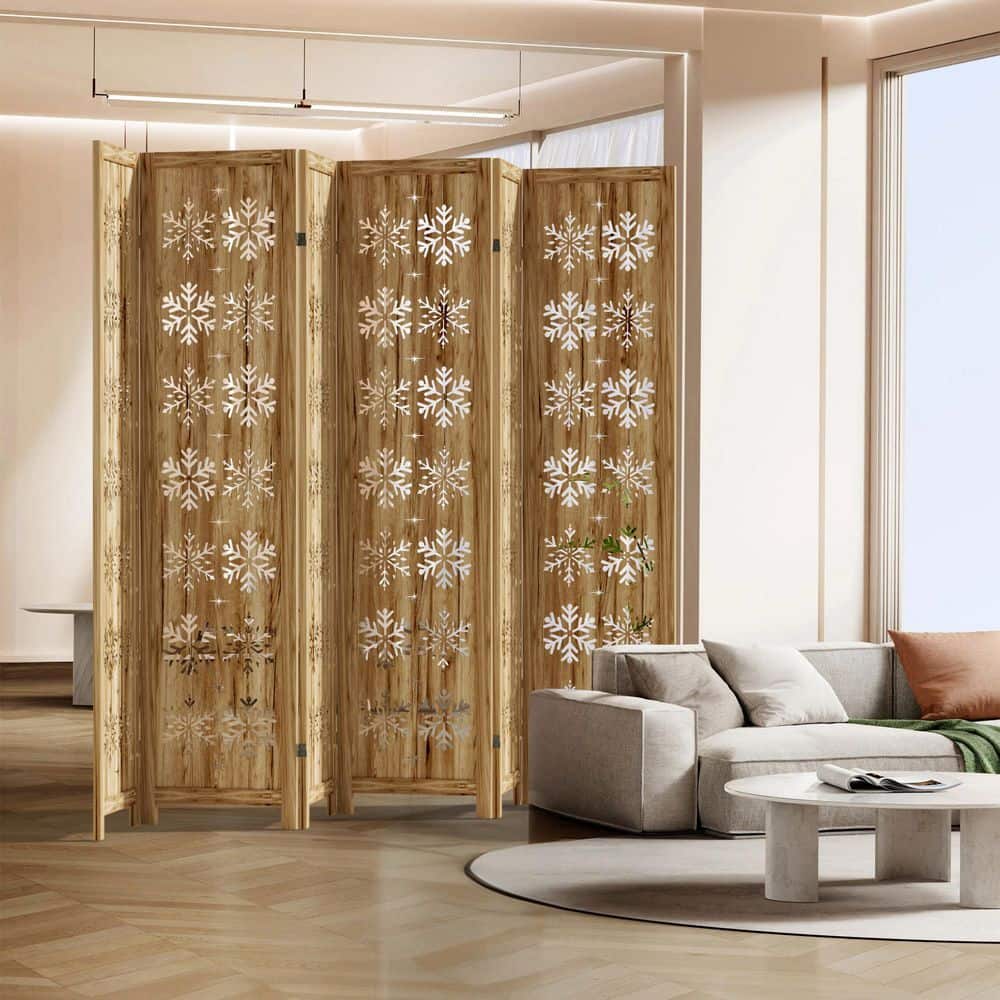 Lirago 67 in. Natural Wood 6 Panel Room Divider Panels, Folding ...