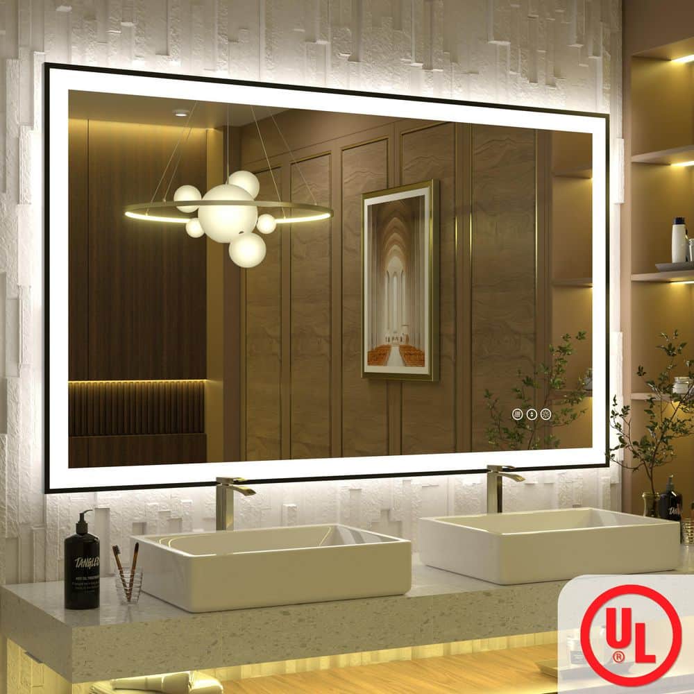 Apmir 51 in.W x 32 in.H Rectangular Framed UL Certified Front and Back ...