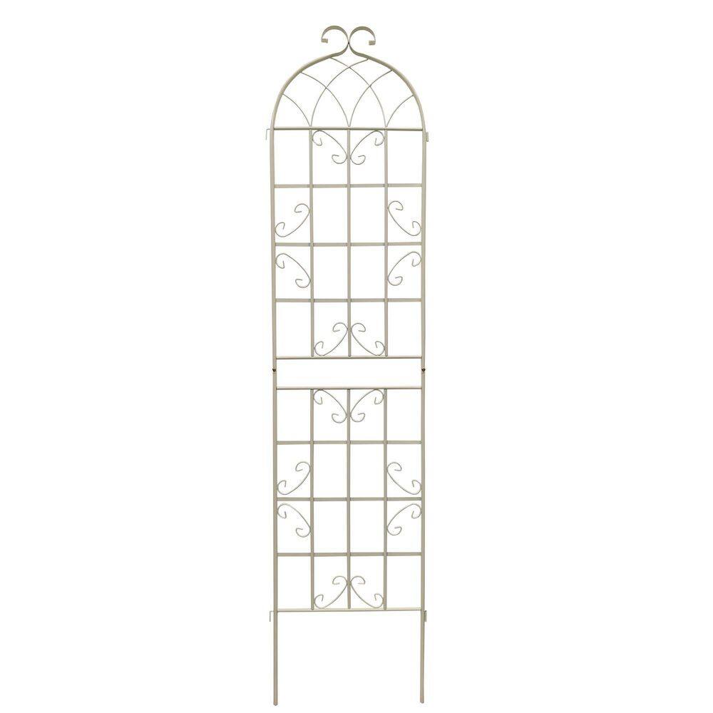 Coporesell 71 in. Cream White Metal Garden Trellis for Climbing Plants ...