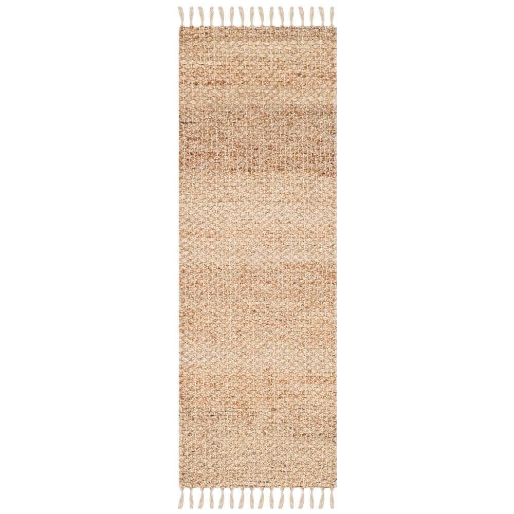 SAFAVIEH Natural Fiber Beige 2 ft. x 7 ft. Solid Runner Rug NF733A-27 ...