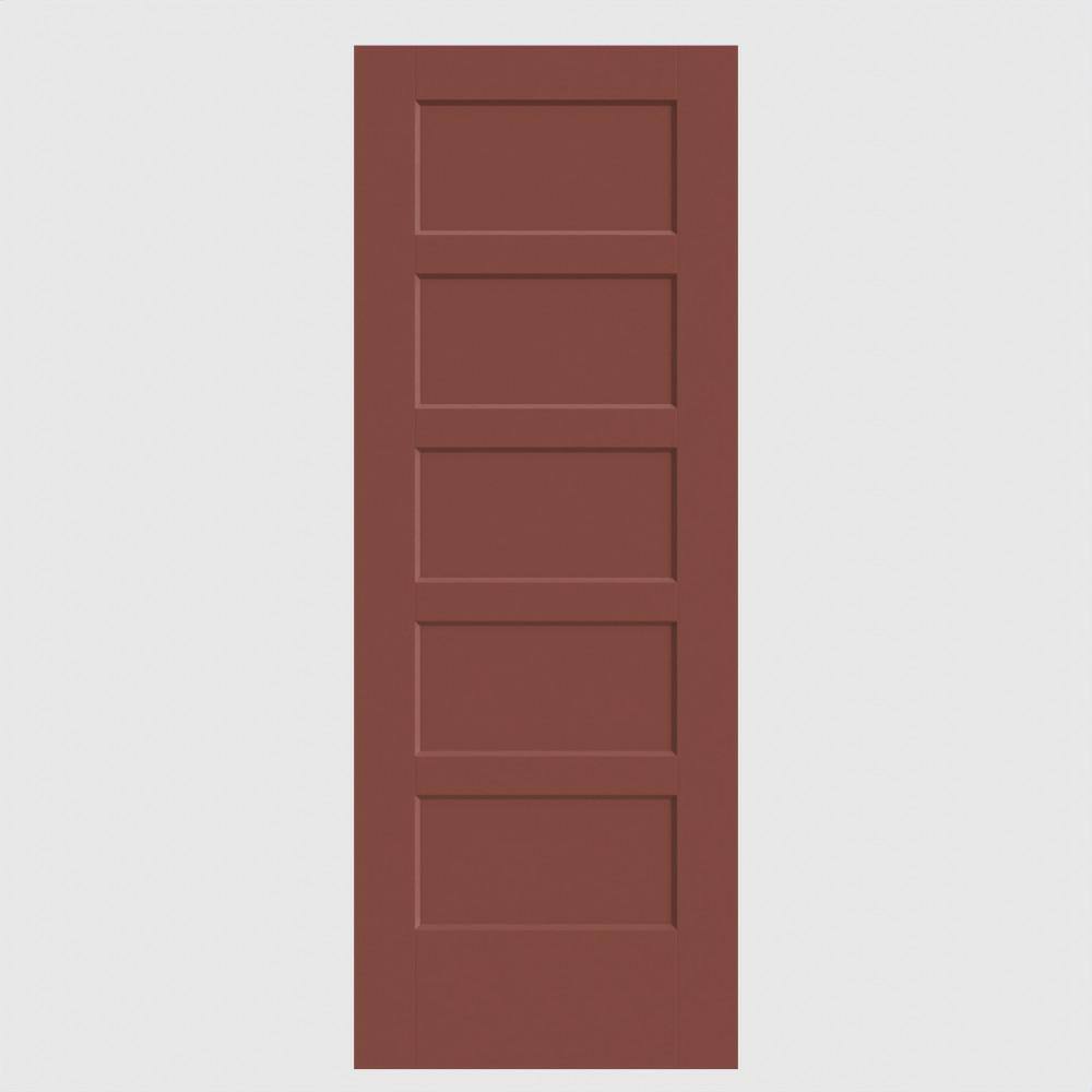 Masonite 30 in. x 80 in. 5-Panel Bayshore Single Bore Solid Core Red ...