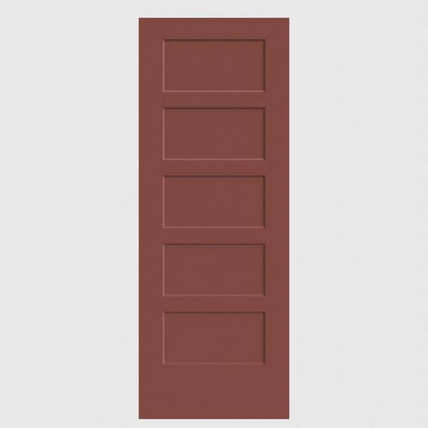 Masonite 30 in. x 80 in. 5-Panel Bayshore Single Bore Hollow Core Red ...