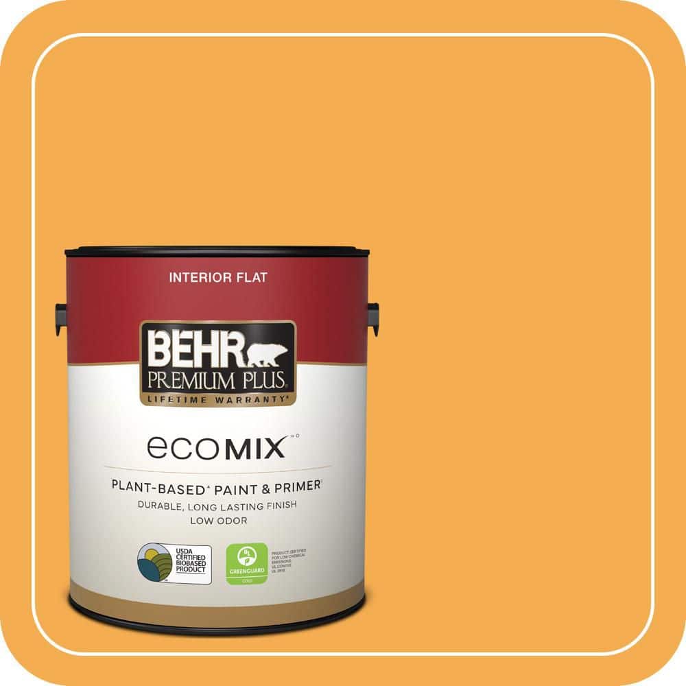 BEHR PREMIUM PLUS 1 gal. #290B-6 Squash Flat EcoMix Plant-Based ...