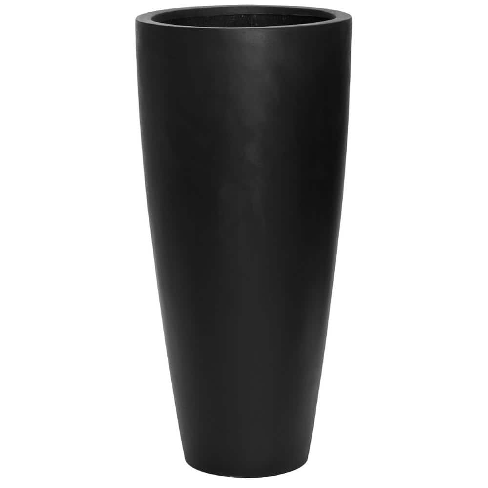 PotteryPots Natural Dax Large 15 in. Black Fiberstone Indoor Outdoor ...