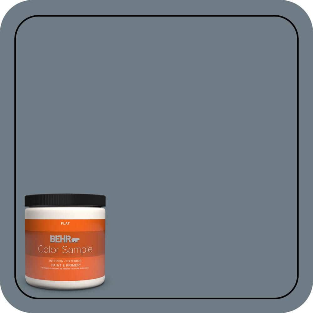 BEHR PREMIUM PLUS 8 oz. #N490-5 Charcoal Blue Flat Interior/Exterior ...