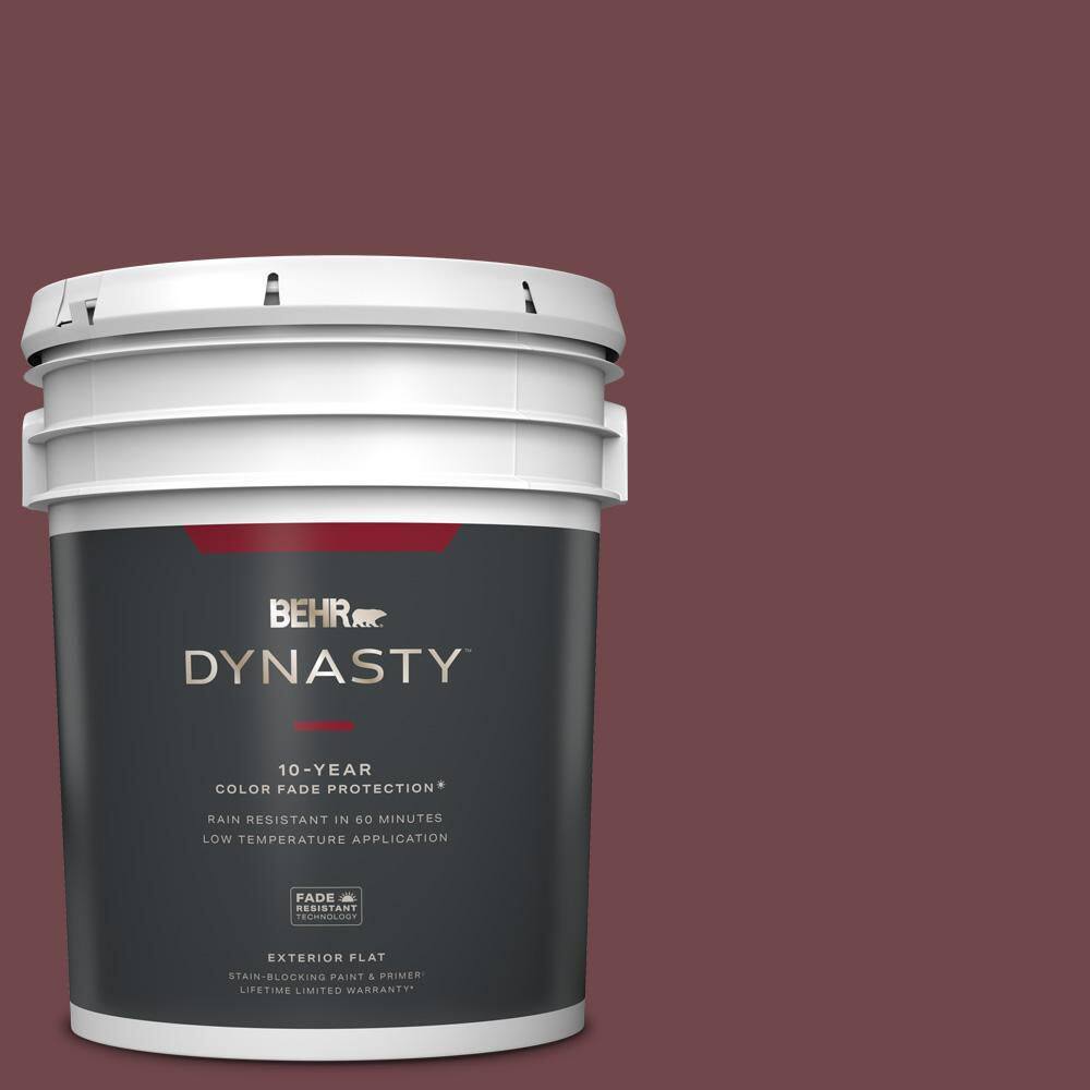 BEHR DYNASTY 5 gal. #PPU1-14 Formal Maroon Flat Exterior Stain-Blocking ...