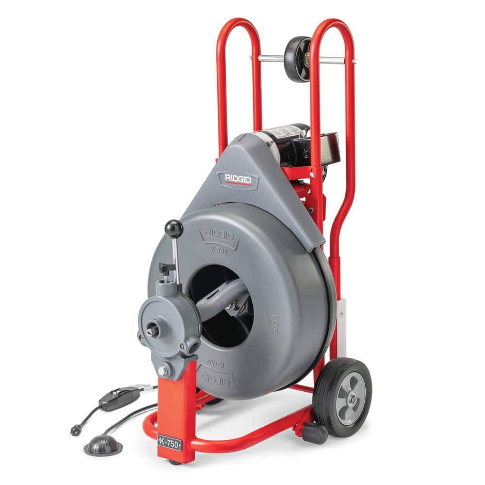 RIDGID K-750 Drum Machine Drain Cleaner with C-100 Autofeed 100 ft. x 3 ...